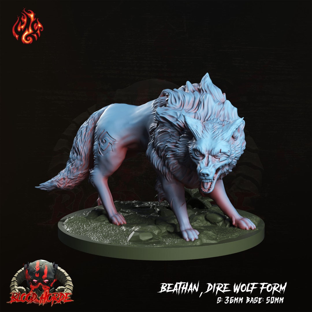Beathan, Dire Wolf Form - Blood Horde - 50mm Base - Crippledgodfoundry ...