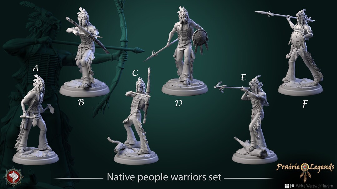 Native People Warriors - Prairie Legends - 25mm Base - White Werewolf ...