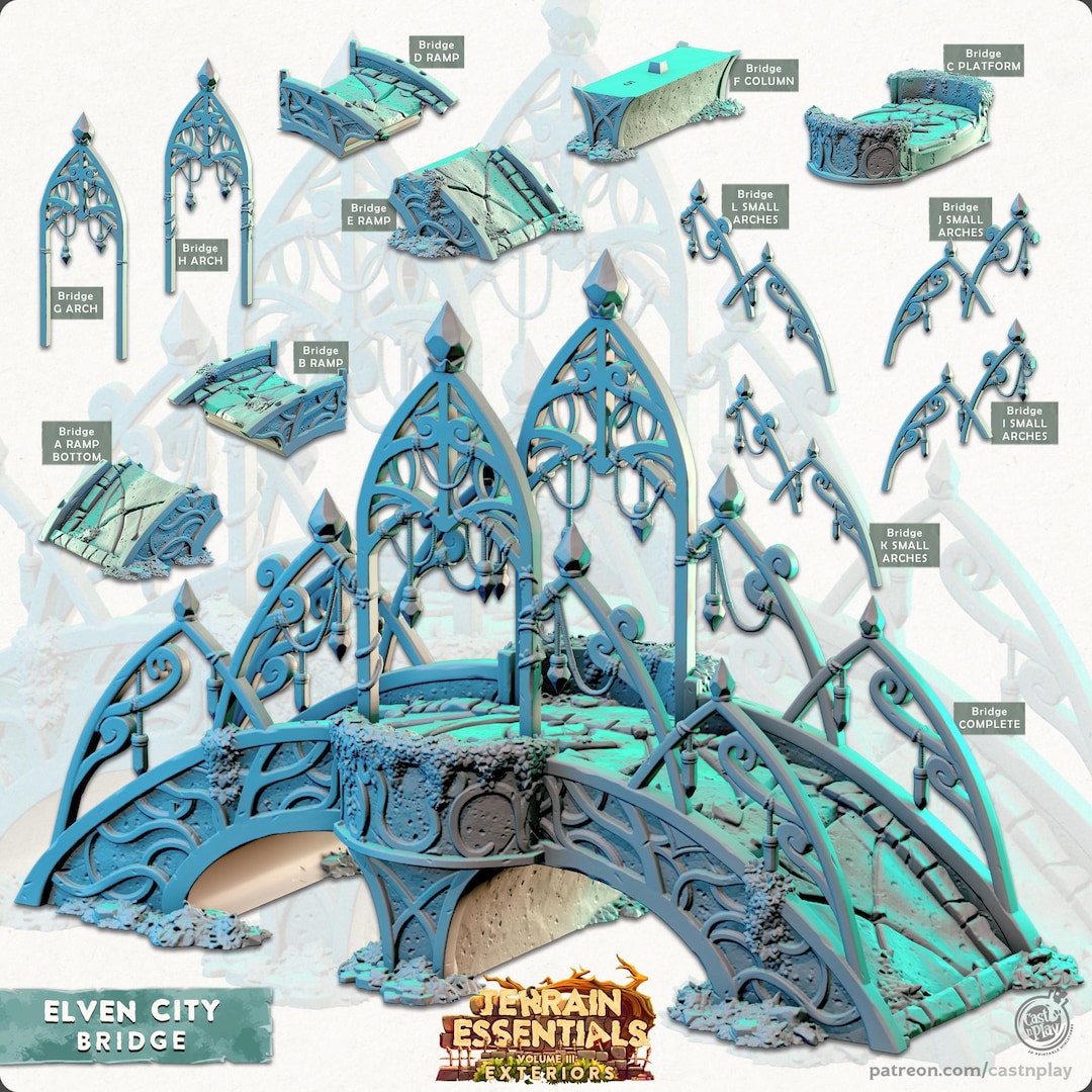 Elven Bridge Complete - Elven City - Exterior Scatter Terrain - Terrain ...