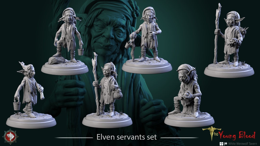 Elven Servants Set the Young Blood 32mm Scale 25mm Base White Werewolf ...