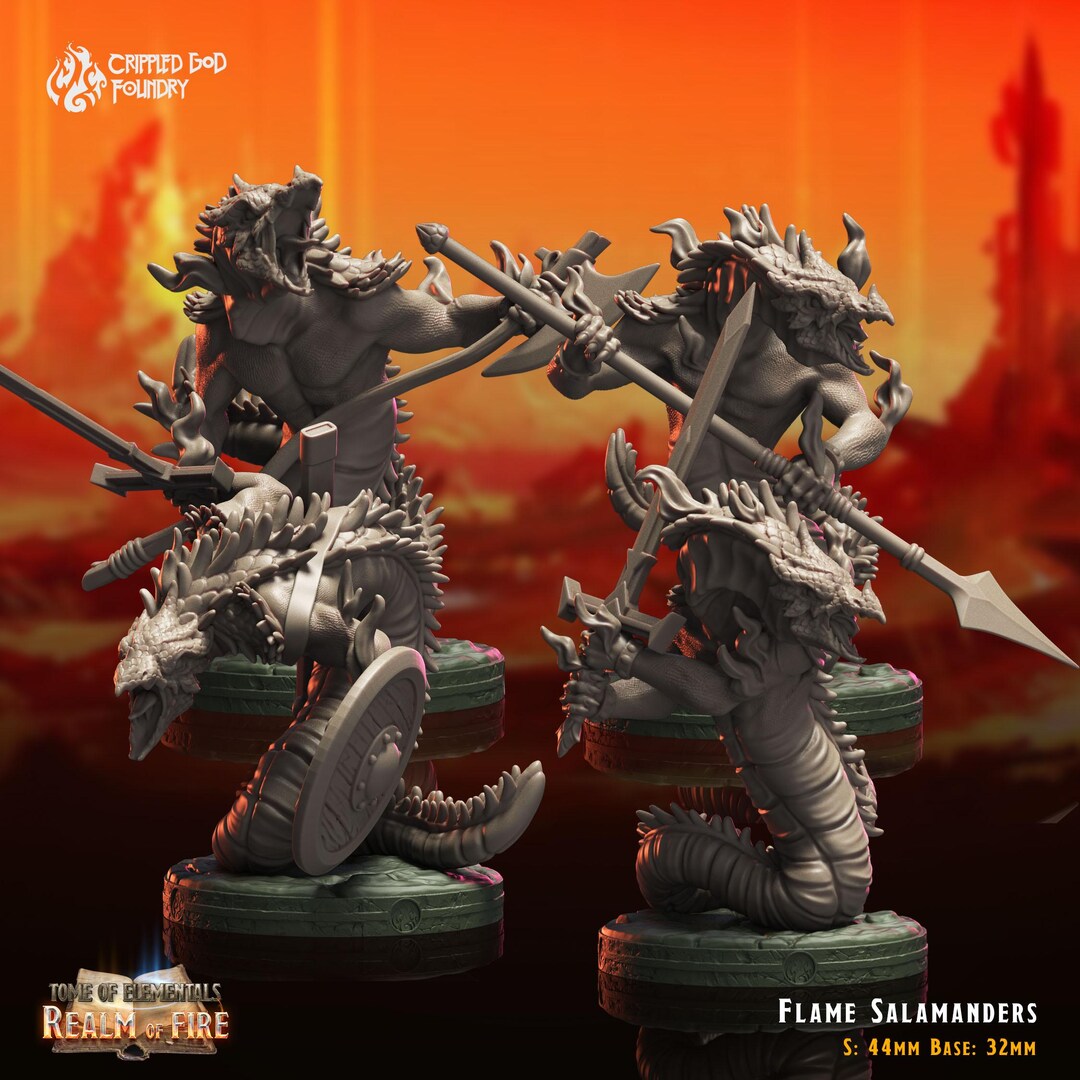 Flame Salamanders - Realm of Fire - 44mm Height (32mm Base ...