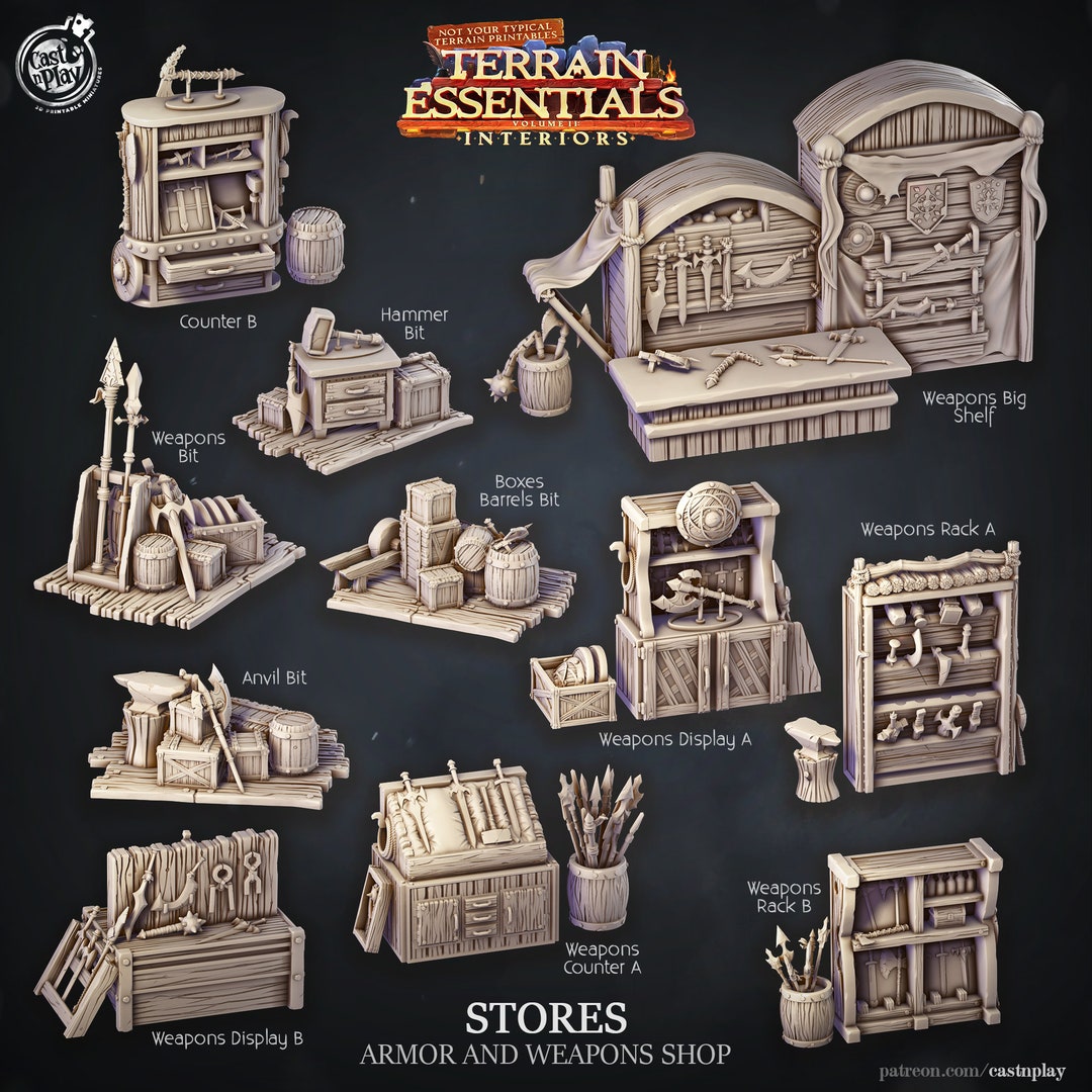 Armor and Weapons Shop - Stores Set - Interior Scatter Terrain ...