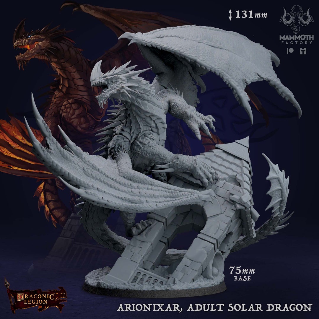 Arionixar, Adult Solar Dragon - Draconic Legion - 75mm Base - Mammoth ...