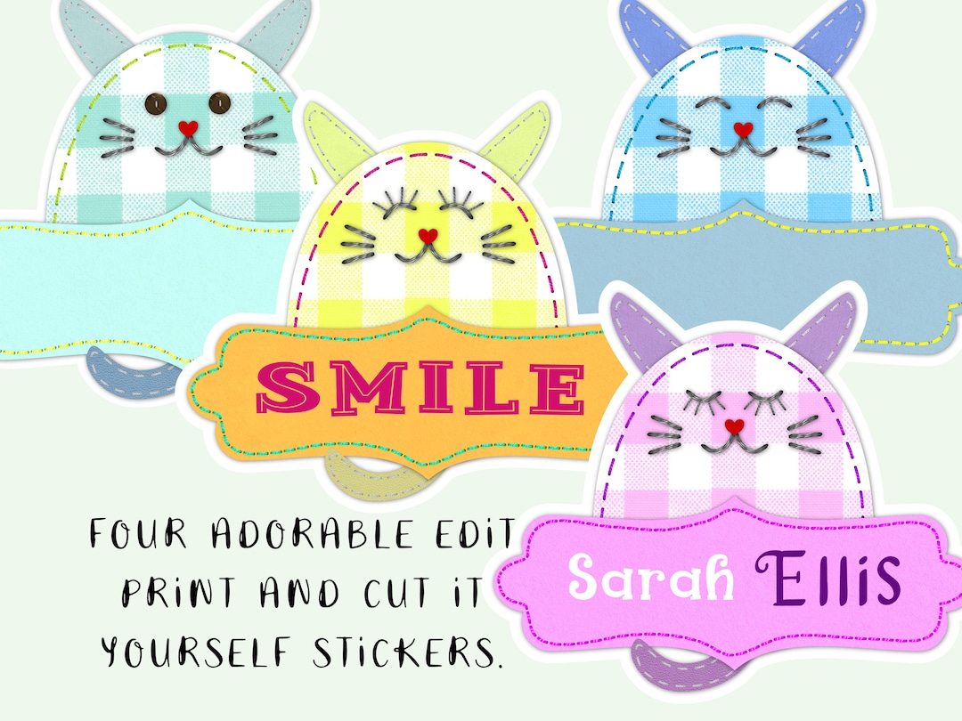 Cat Stickers, Cute Chubby Cat, Printable Labels, Name Tags, Daycare ...