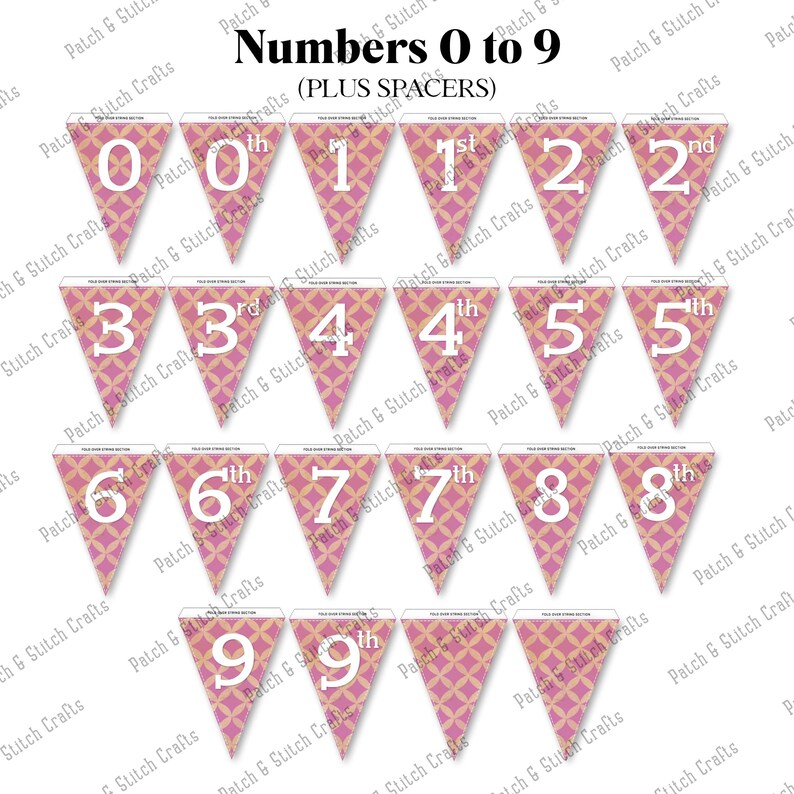 Banderines morados imprimibles, diseño de flores de cuatro pétalos ...