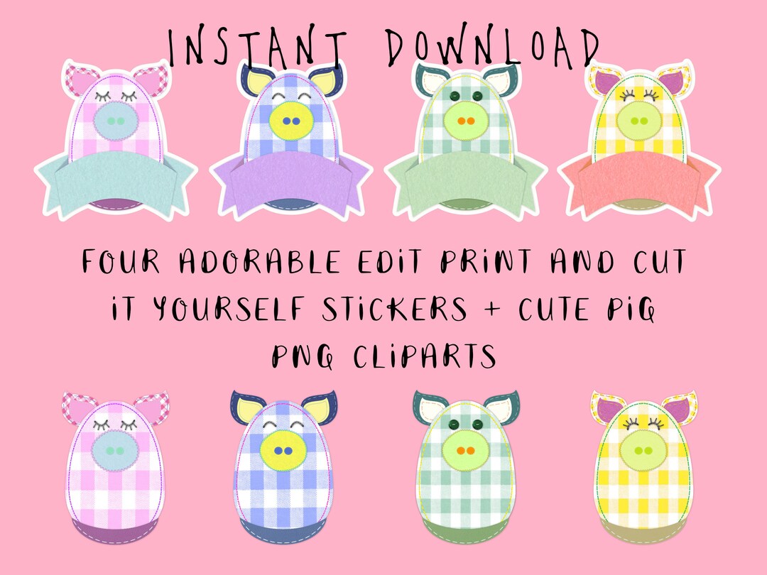 Cute Pig Clipart, Pig Printable Labels, Name Tags, Daycare Labels - Etsy