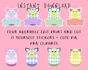 Cute Pig Clipart, Pig Printable Labels, Name Tags, Daycare Labels ...