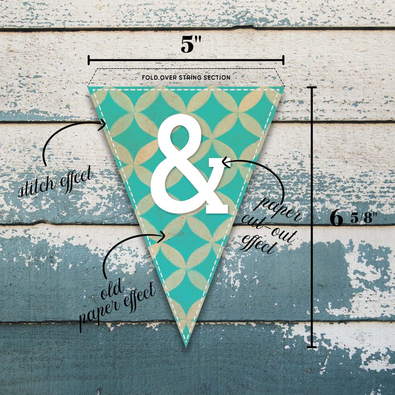 Printable Blue Bunting Pennant Flags, Four Petal Flower Design ...