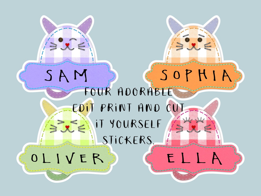 Cat Stickers, Cute Chubby Cat Printable Stickers Png, Edit Print and ...