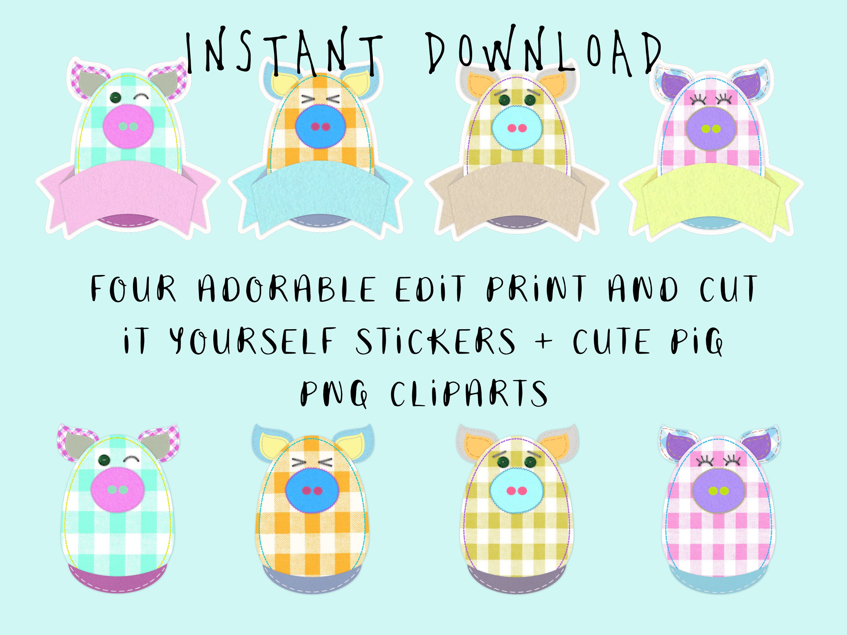 Cute Pig Clipart, Pig Printable Labels, Name Tags, Daycare Labels ...