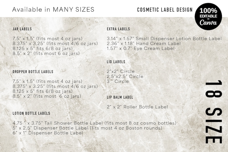 Skincare Template Label Collection- Shimmer DIY Editable Cosmetic Label ...