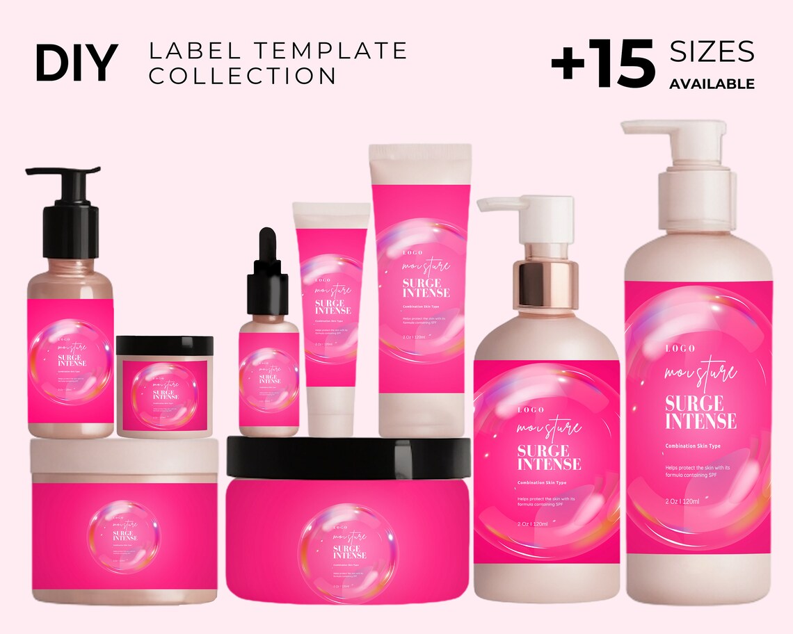 Skincare Template Label Collection Bubble DIY Editable Cosmetic Label ...
