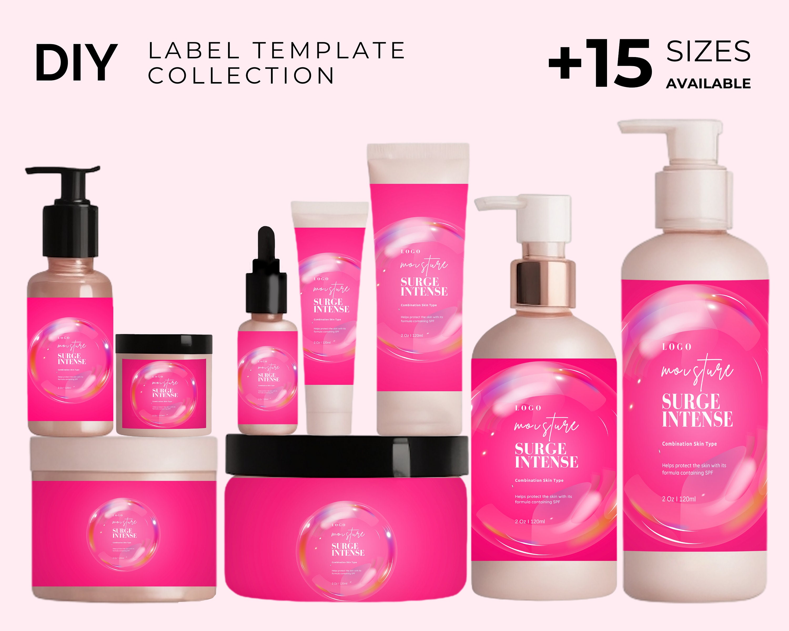Skincare Template Label Collection- Bubble DIY Editable Cosmetic Label ...