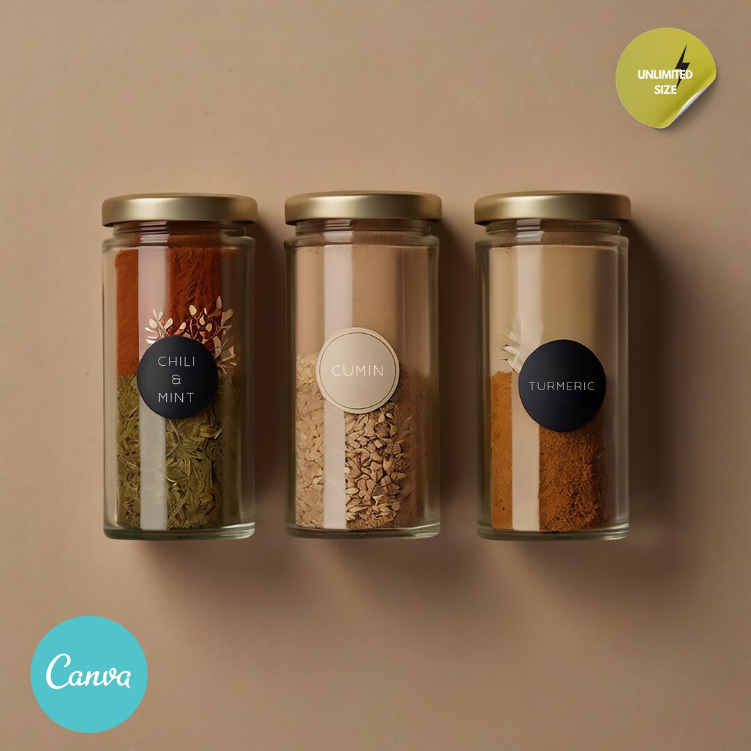 Canva Printable Spice Jar Labels, Home Spice Jar Label, Editable Spice ...