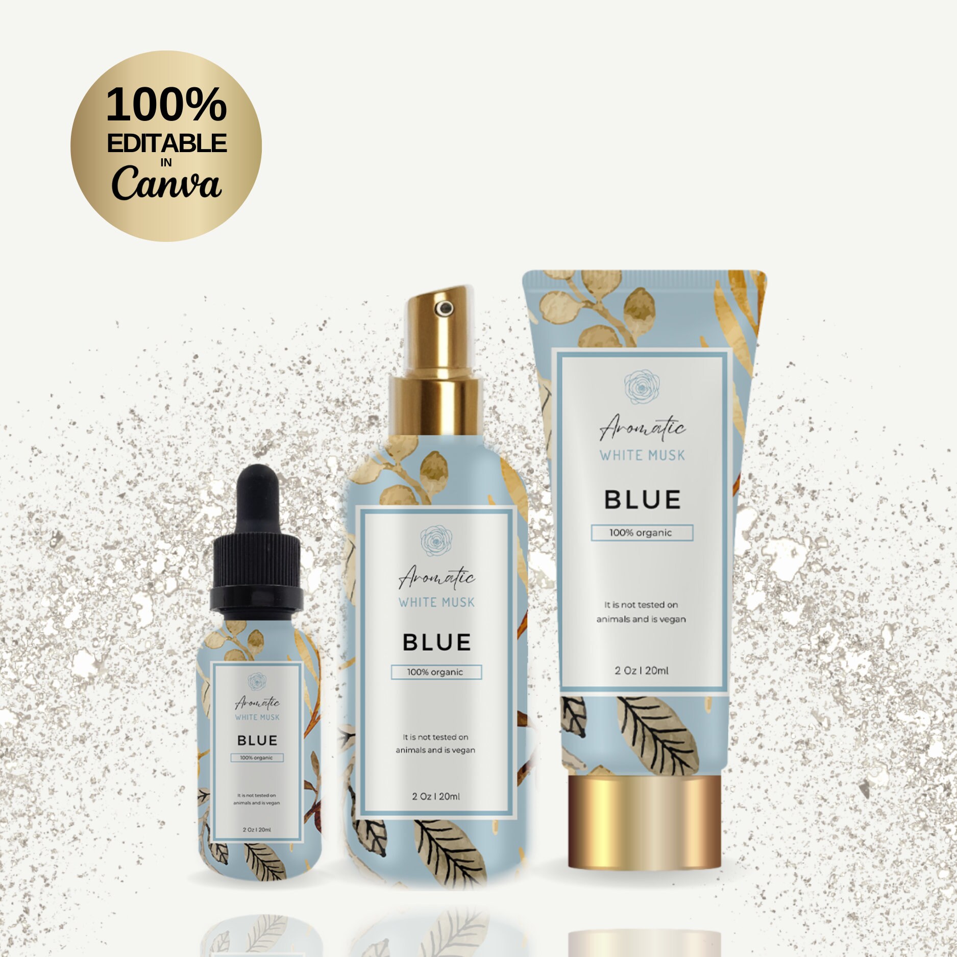Skincare Template Label Collection- Aesthetic Blue DIY Editable ...