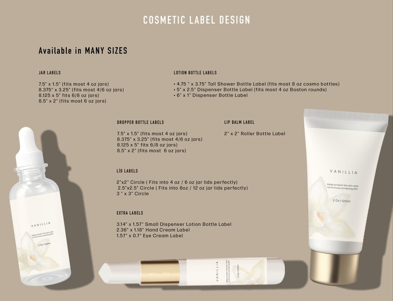 Skincare Template Label Collection- VANILLIA DIY Editable Cosmetic ...