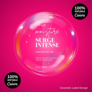 Skincare Template Label Collection- Bubble DIY Editable Cosmetic Label ...