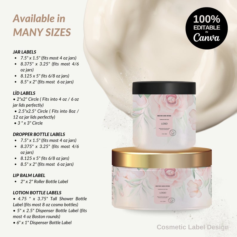 Skincare Labels Set, Canva Product Innocent Love Cosmetic Label ...