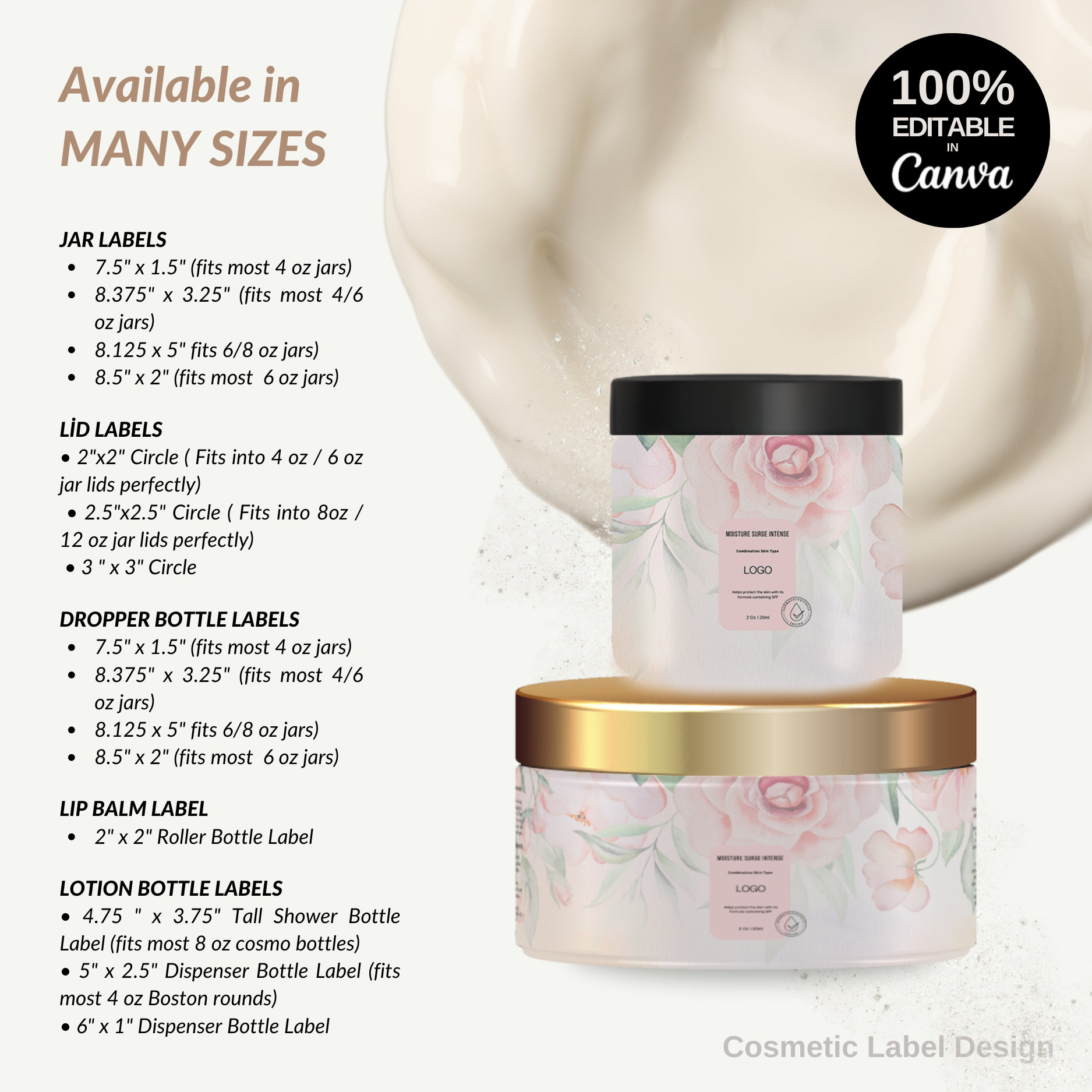 Skincare Labels Set, Canva Product Innocent Love Cosmetic Label ...