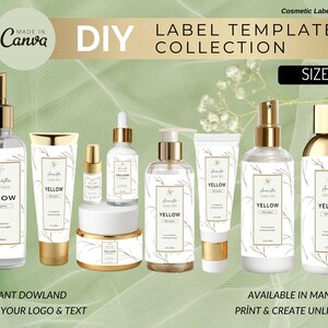 Skincare Template Label Collection- Yellow DIY Editable Cosmetic Label ...