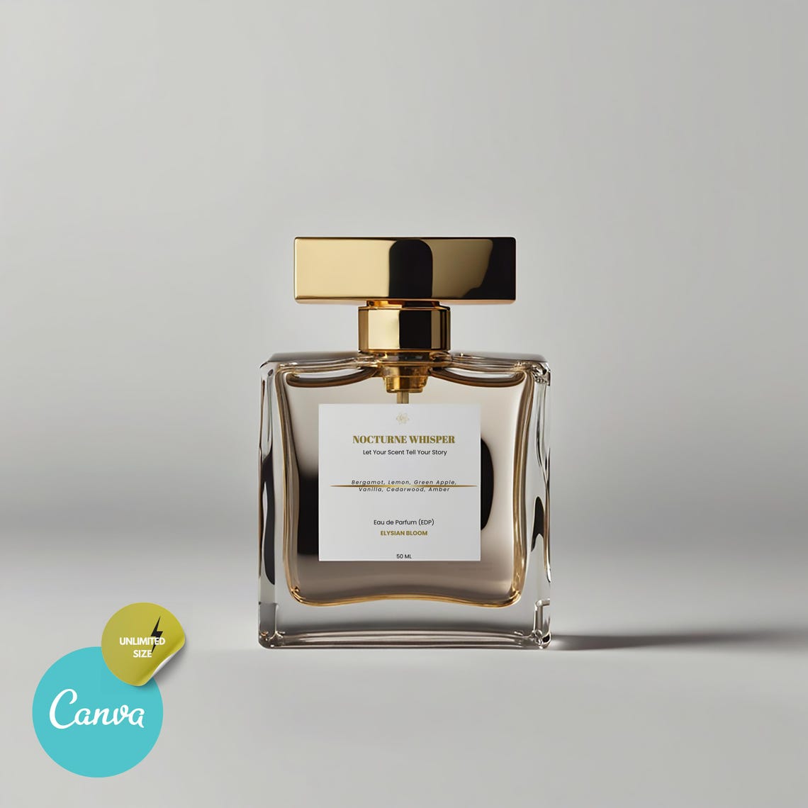 Perfume Bottle Label Template, Editable Canva Design for Perfume ...