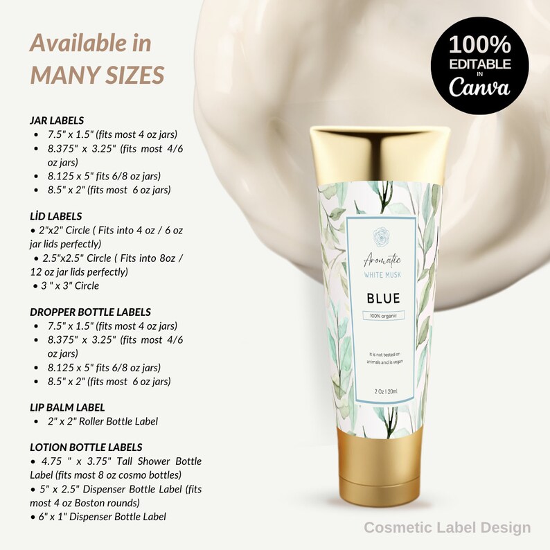 Skincare Template Label Collection- BLUE DIY Editable Cosmetic Label ...
