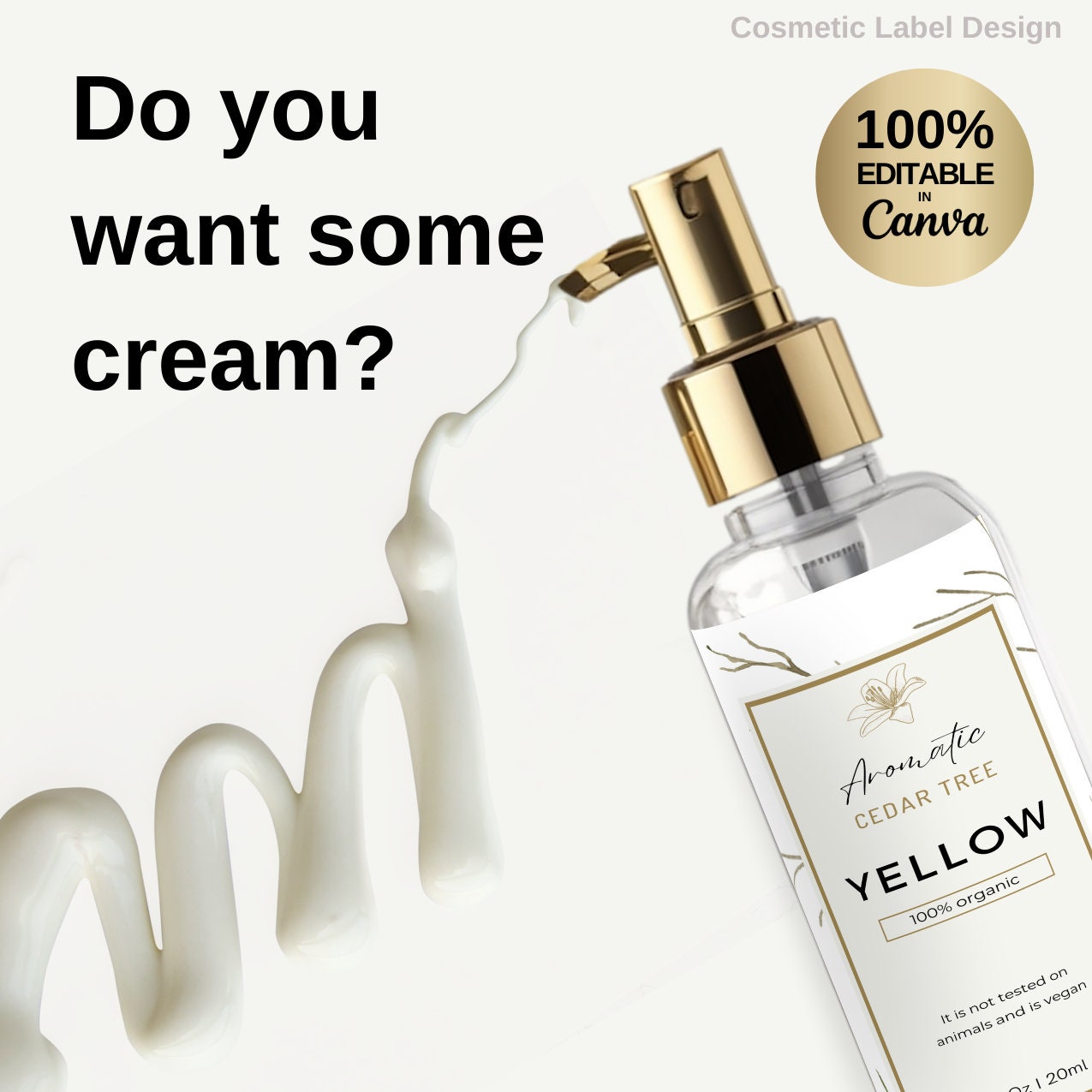 Skincare Template Label Collection Yellow DIY Editable Cosmetic Label ...