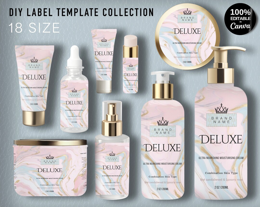 Skincare Labels Set DELUXE Cosmetic Label Template Bundle - Etsy