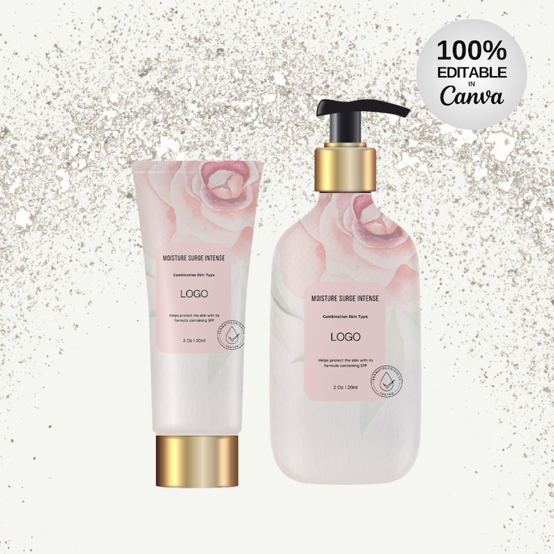 Skincare Labels Set, Canva Product Innocent Love Cosmetic Label ...