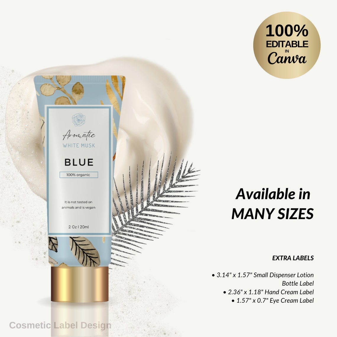 Skincare Template Label Collection Aesthetic Blue DIY Editable Cosmetic ...