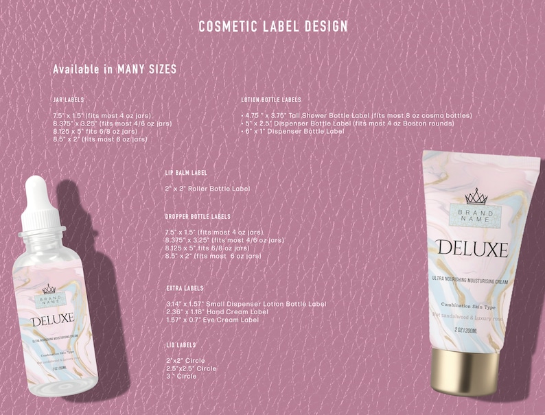 Skincare Labels Set, DELUXE Cosmetic Label Template Bundle, Canva ...