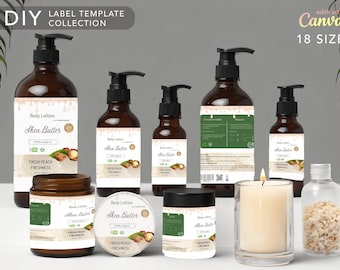 Skincare Template Label Collection Shimmer DIY Editable Cosmetic Label ...