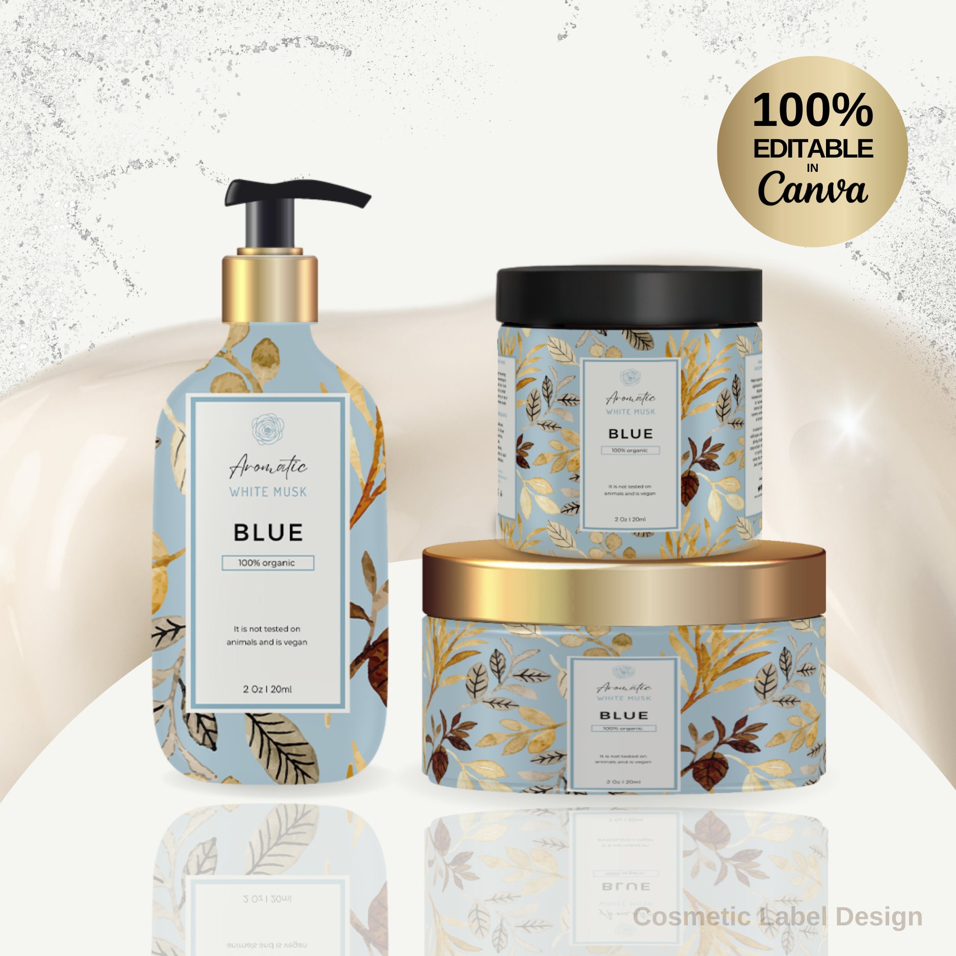 Skincare Template Label Collection- Aesthetic Blue DIY Editable ...