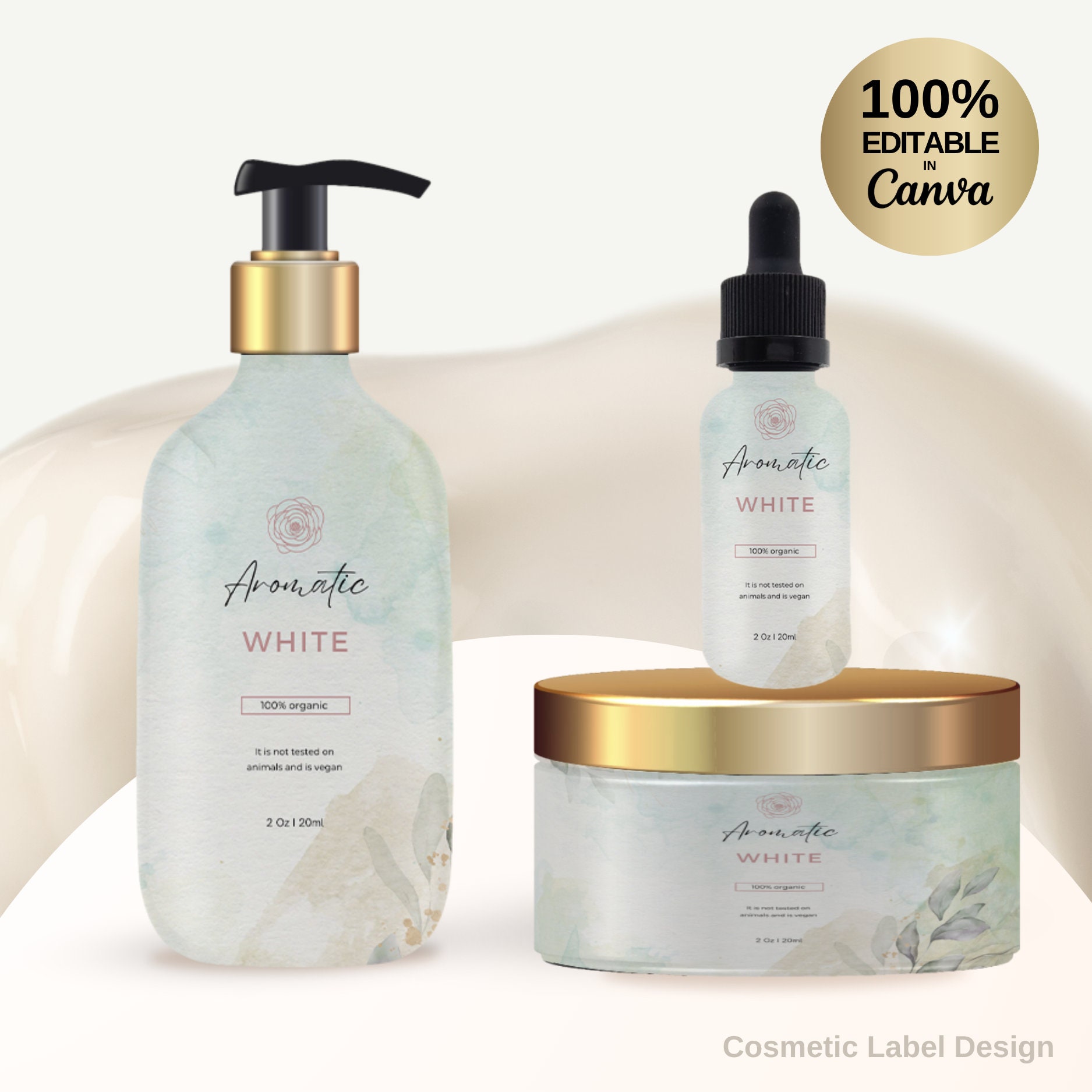 DIY Skincare Label Set White Roses Cosmetic Label Template Bundle Canva ...