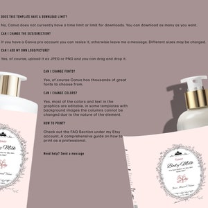 Skincare Labels Set, Flower Body Milk Cosmetic Label Template Bundle ...