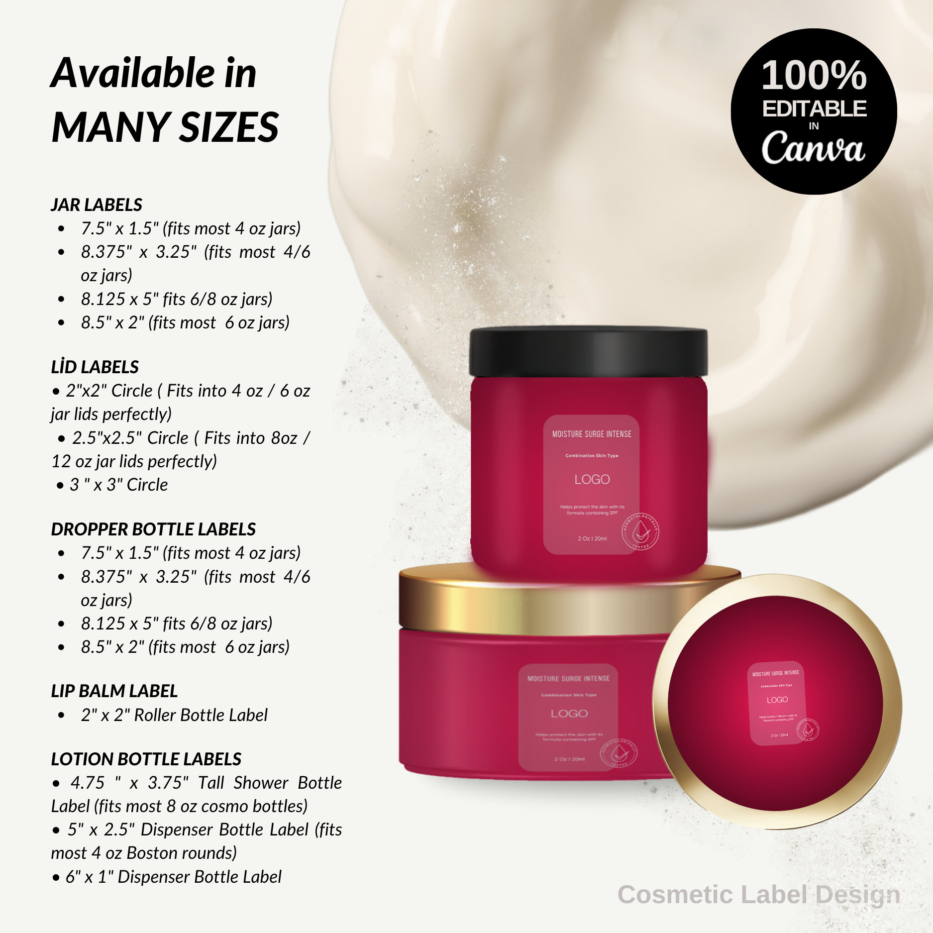 Skincare Labels Set, Canva Product Label Sticker, Intense Raspberry ...