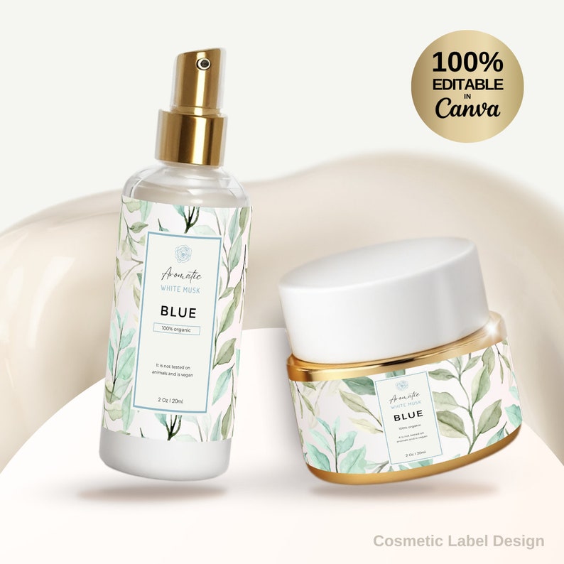 Skincare Template Label Collection BLUE DIY Editable Cosmetic - Etsy