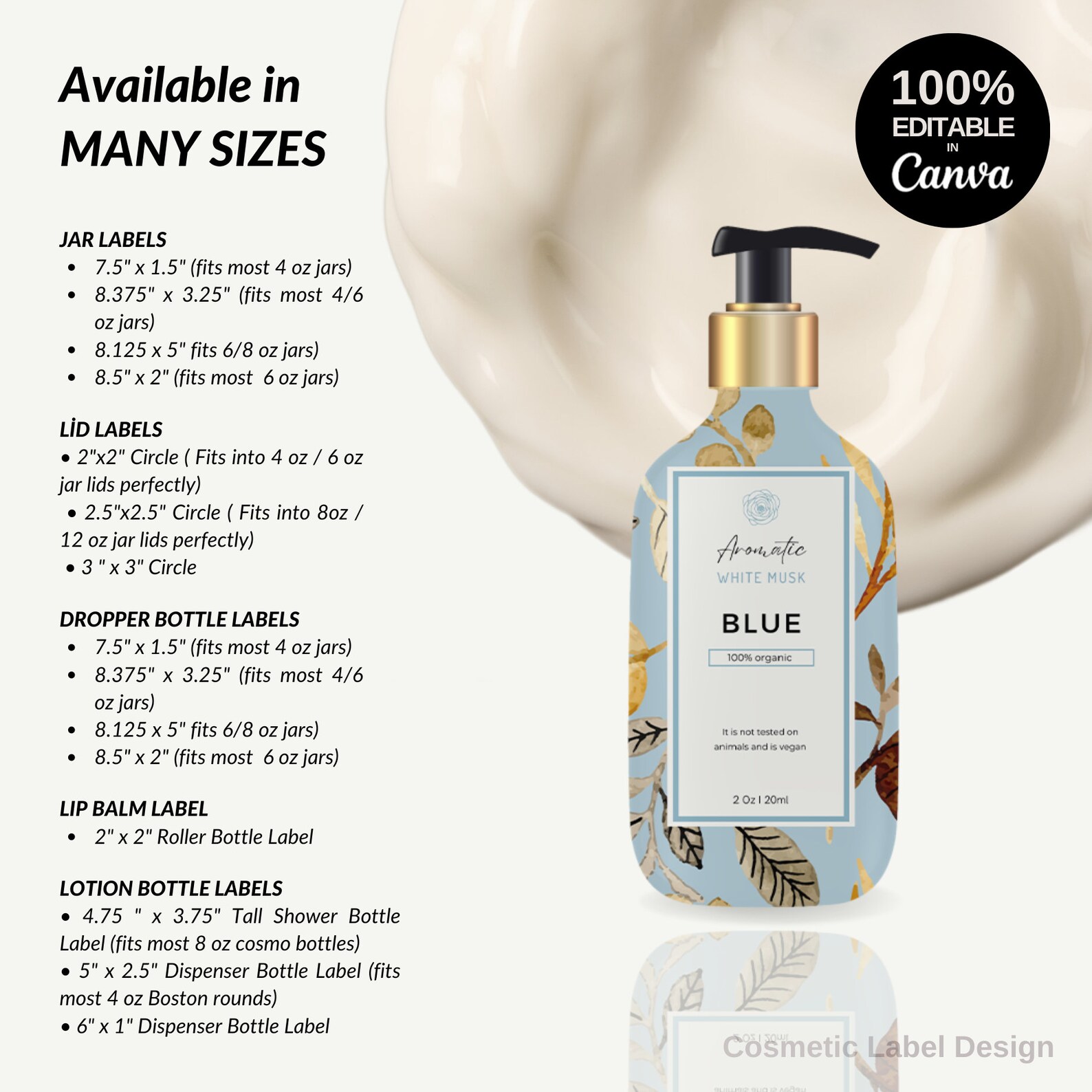 Skincare Template Label Collection- Aesthetic Blue DIY Editable ...