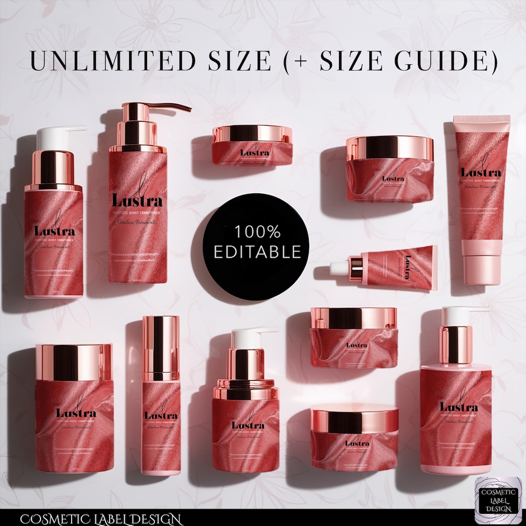 Skincare Template Labels Collection, Lustra DIY Editable, Cosmetic Labels Template Bundle, Canva ...