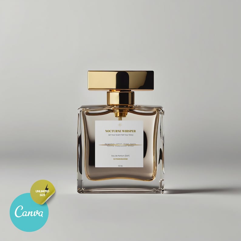 Perfume Bottle Label Template, Editable Canva Design for Perfume ...