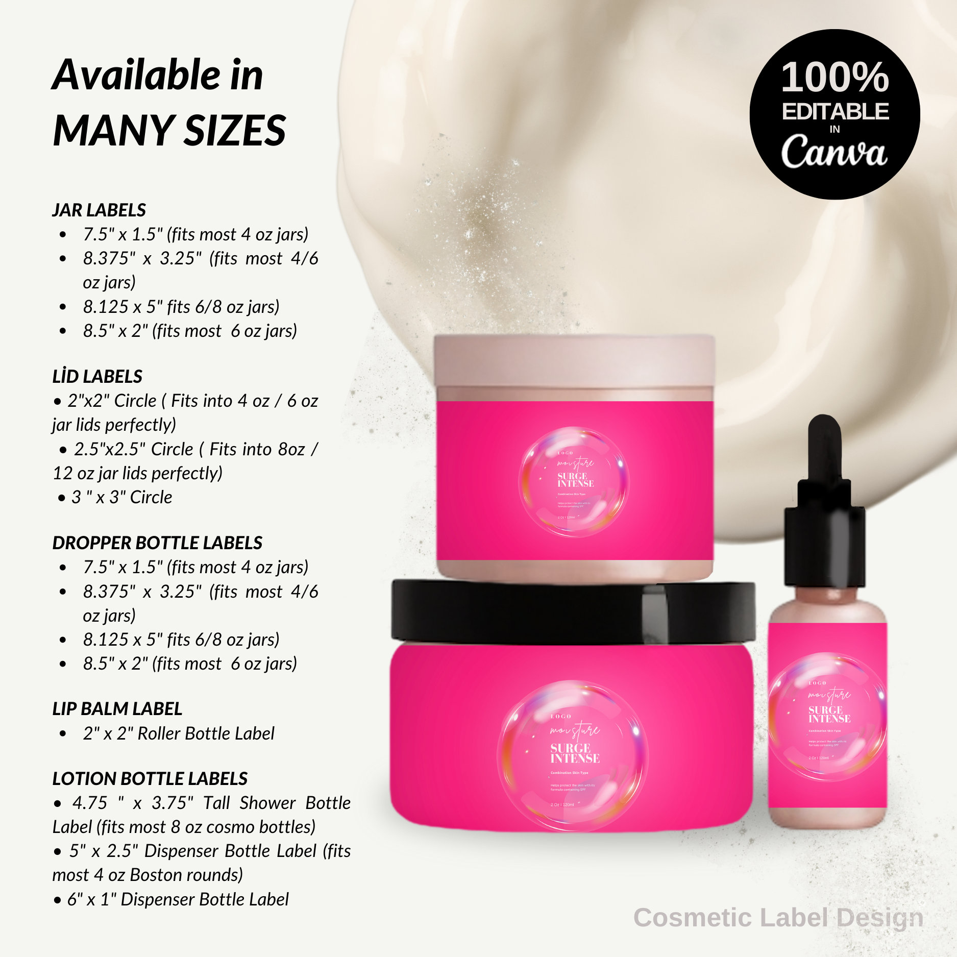 Skincare Template Label Collection- Bubble DIY Editable Cosmetic Label ...