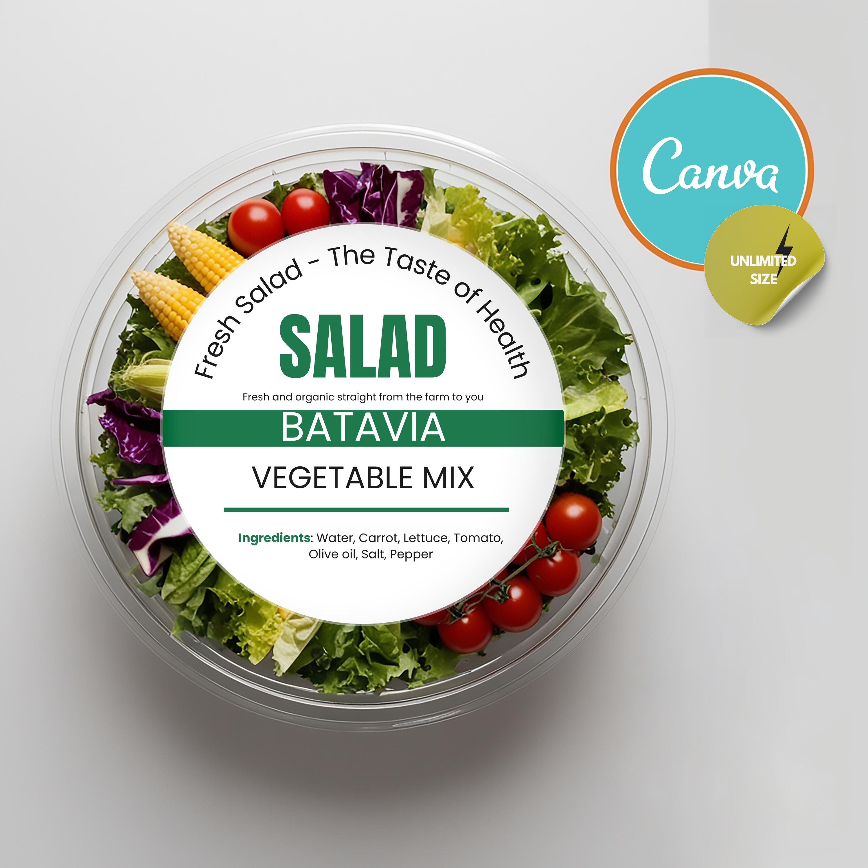 Salad Box Sticker Label, Personalized Fresh Food Labels Design, Custom ...