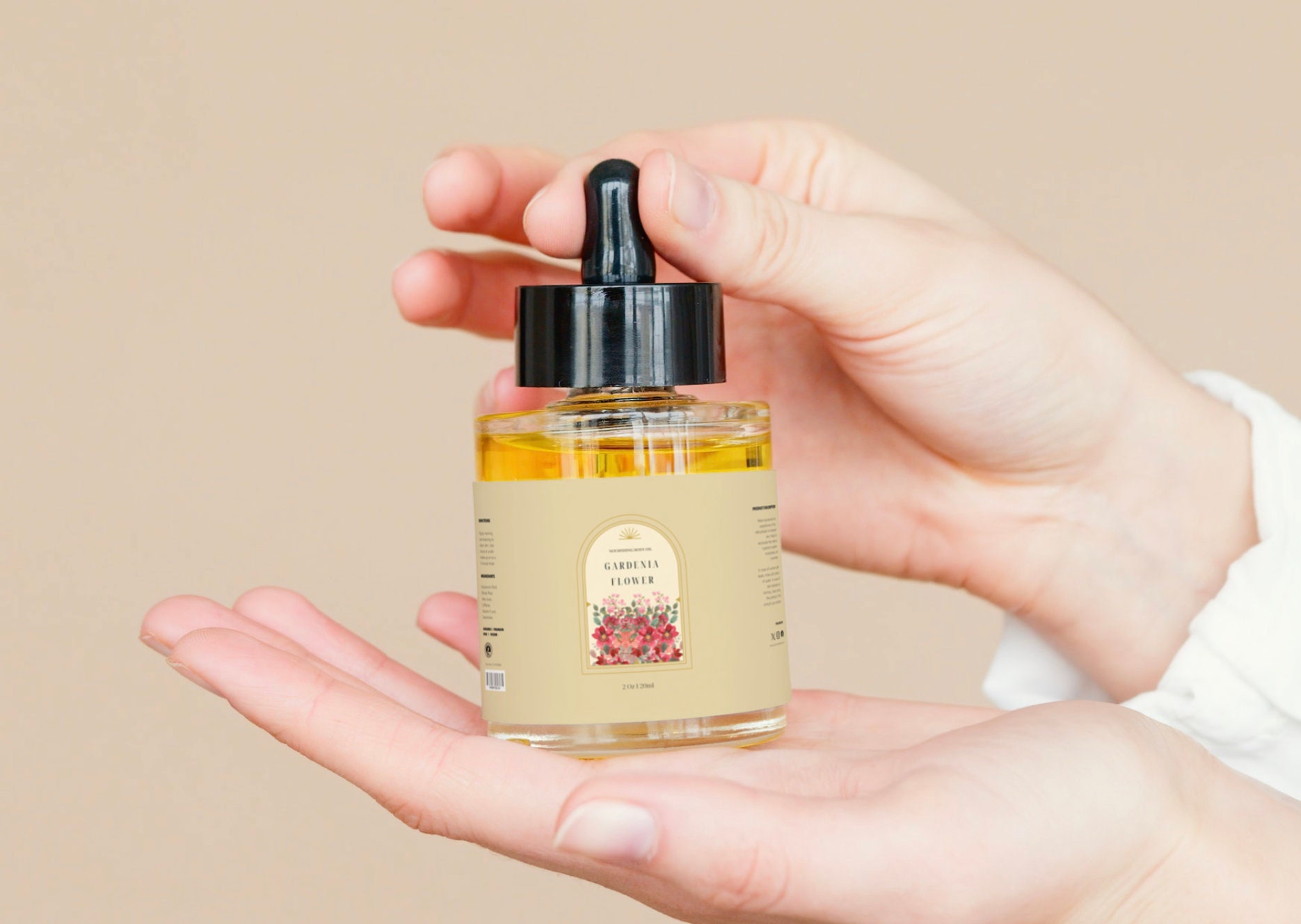 Skincare Labels Set, Gardenia Flower Cosmetic Label Template Bundle ...