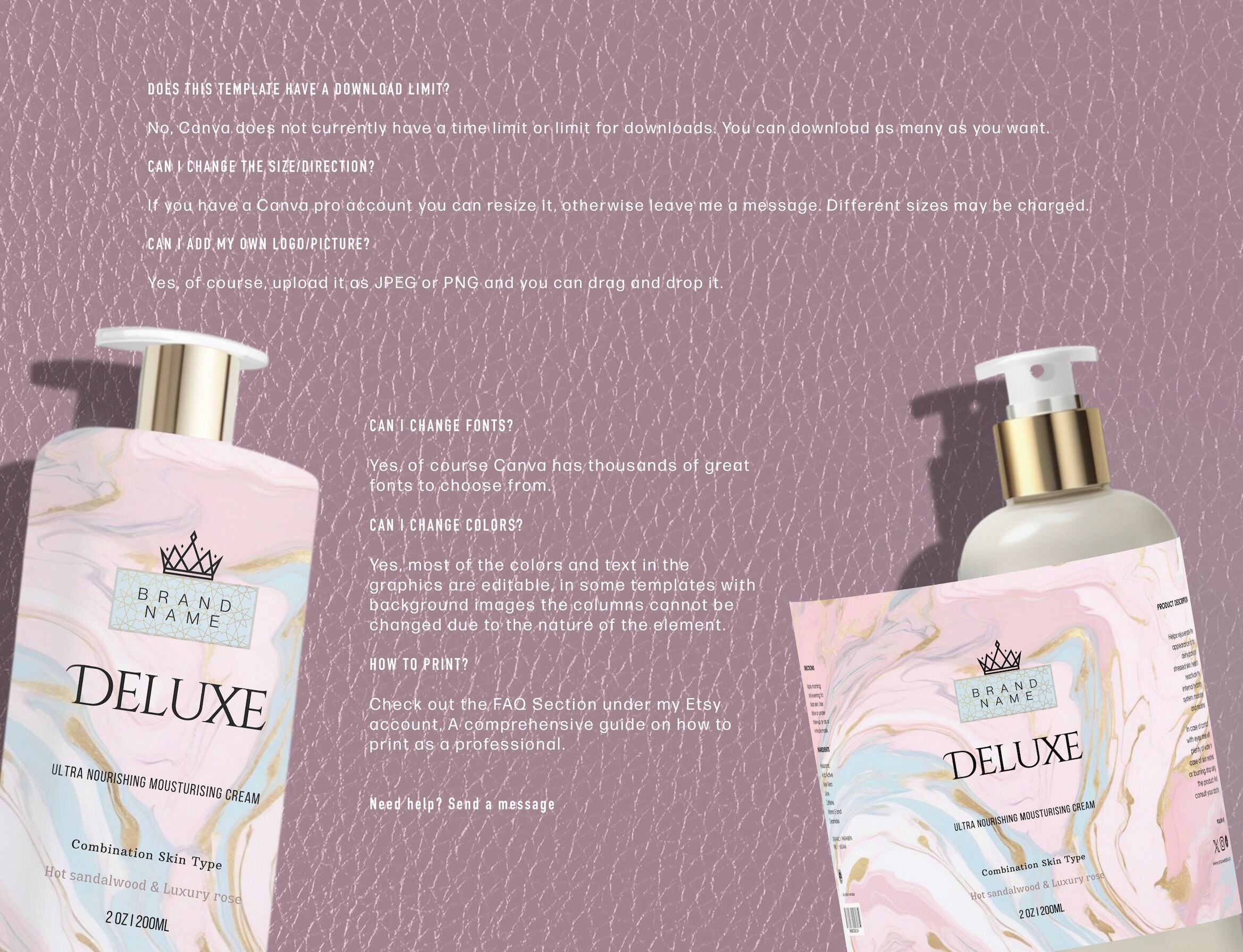 Skincare Labels Set, DELUXE Cosmetic Label Template Bundle, Canva ...