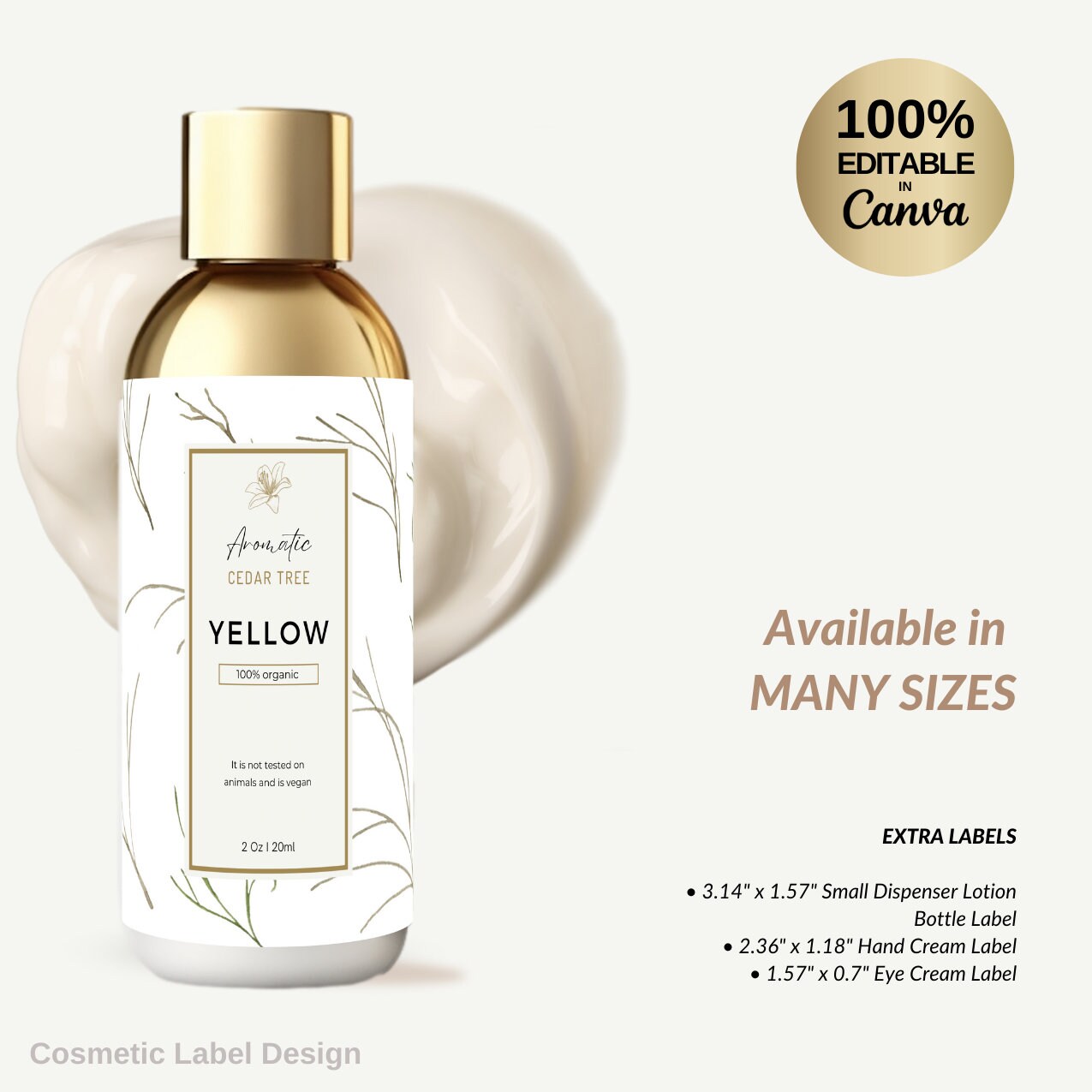 Skincare Template Label Collection- Yellow DIY Editable Cosmetic Label ...