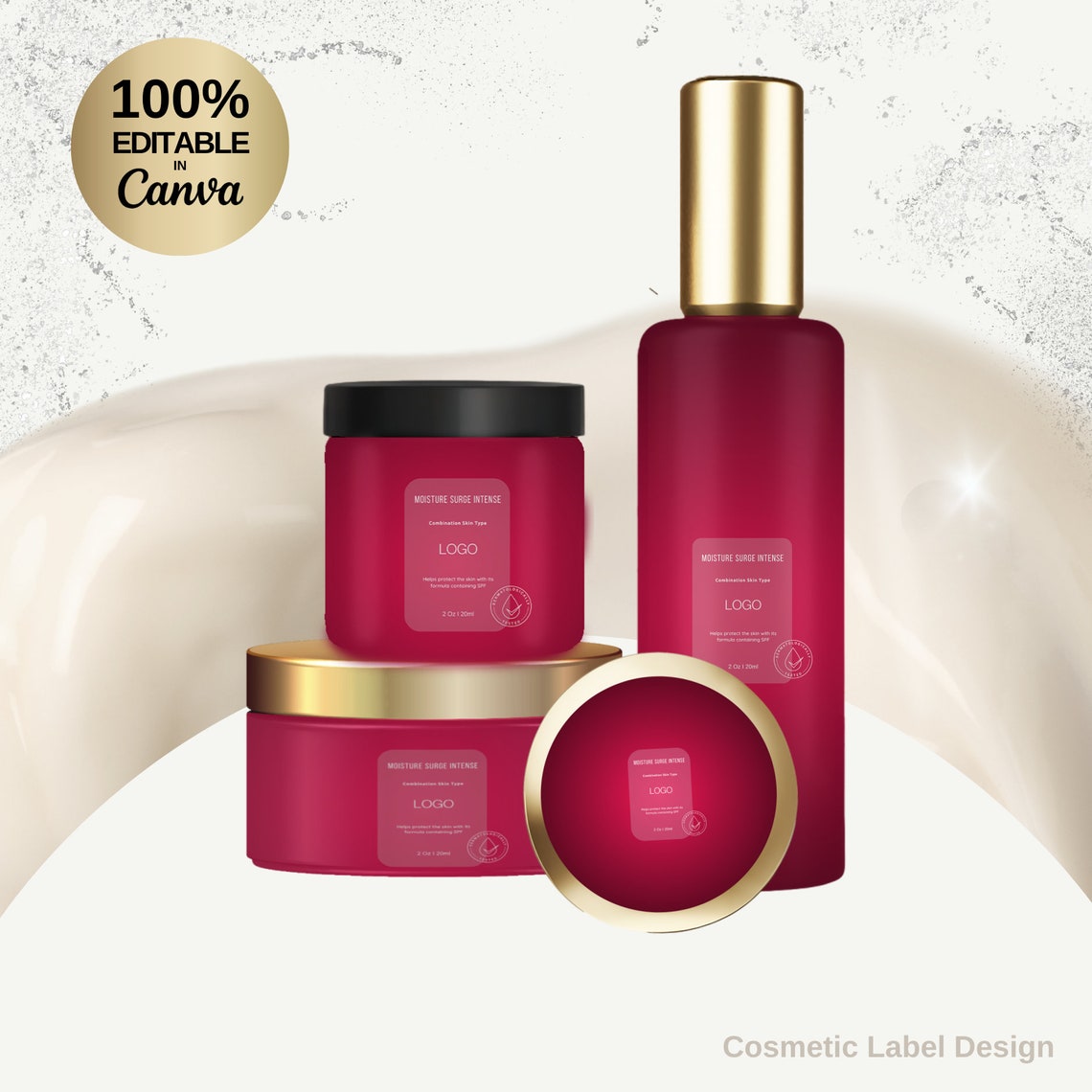 Skincare Labels Set, Canva Product Label Sticker, Intense Raspberry ...