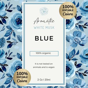 Skincare Template Label Collection- BLUE Leaf DIY Editable Cosmetic ...