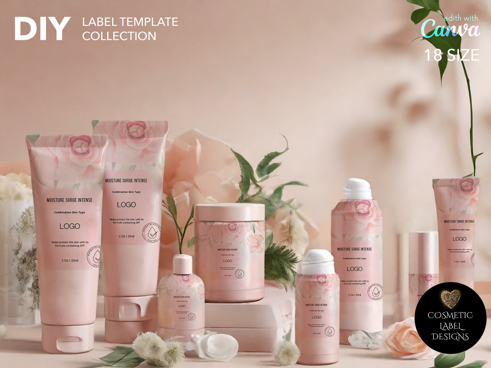 Skincare Labels Set, Canva Product Innocent Love Cosmetic Label ...