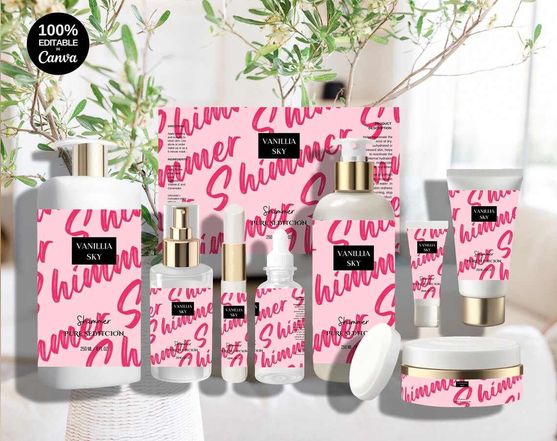 Skincare Template Label Collection Shimmer DIY Editable - Etsy