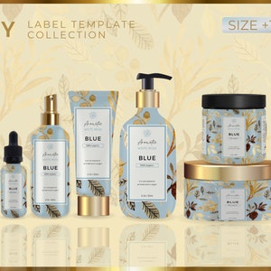 Skincare Template Label Collection- Aesthetic Blue DIY Editable ...